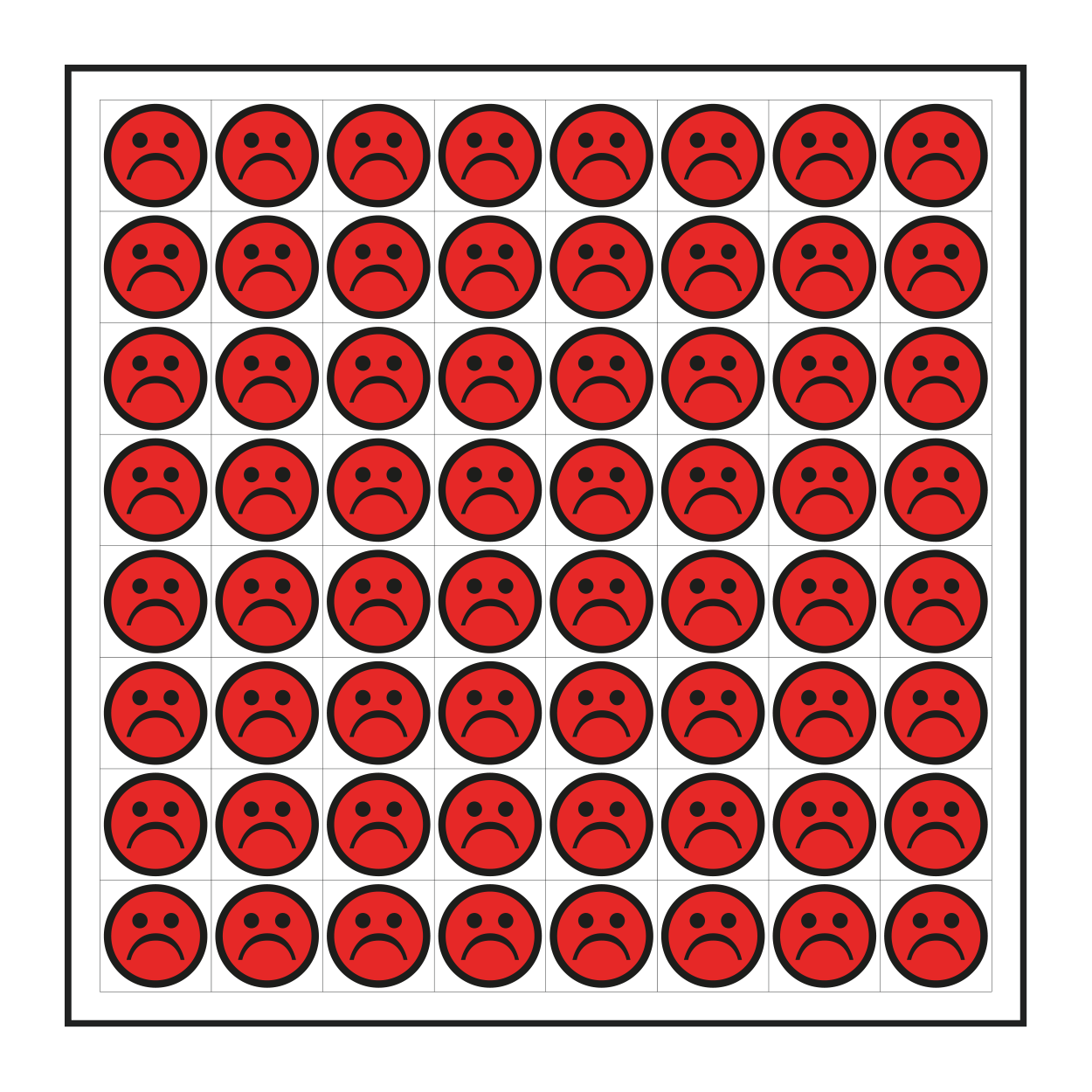 Magnetic Printed Vinyl Indicator - Red Sad Face (Sheet of 64 ...