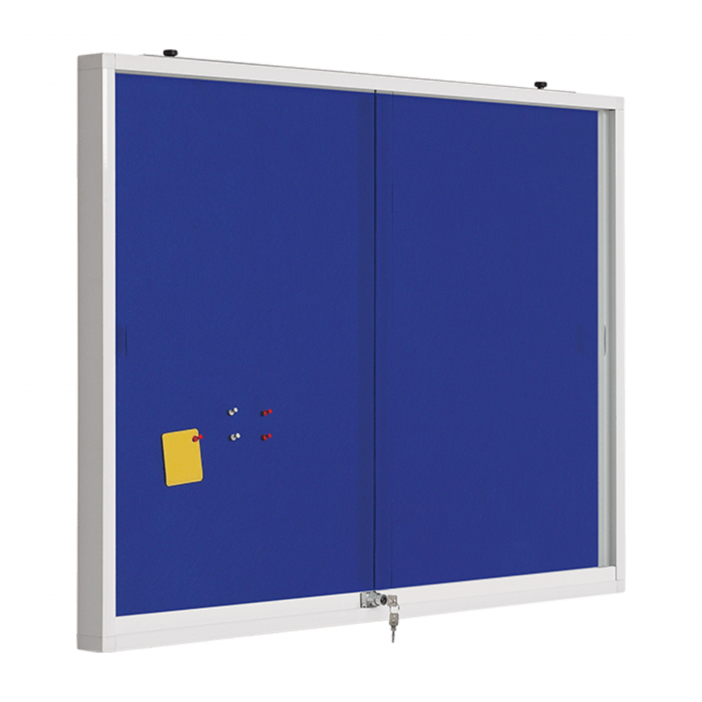 Lockable Blue Felt Tack Board 1 & 2 Doors with Aluminum Frame ...