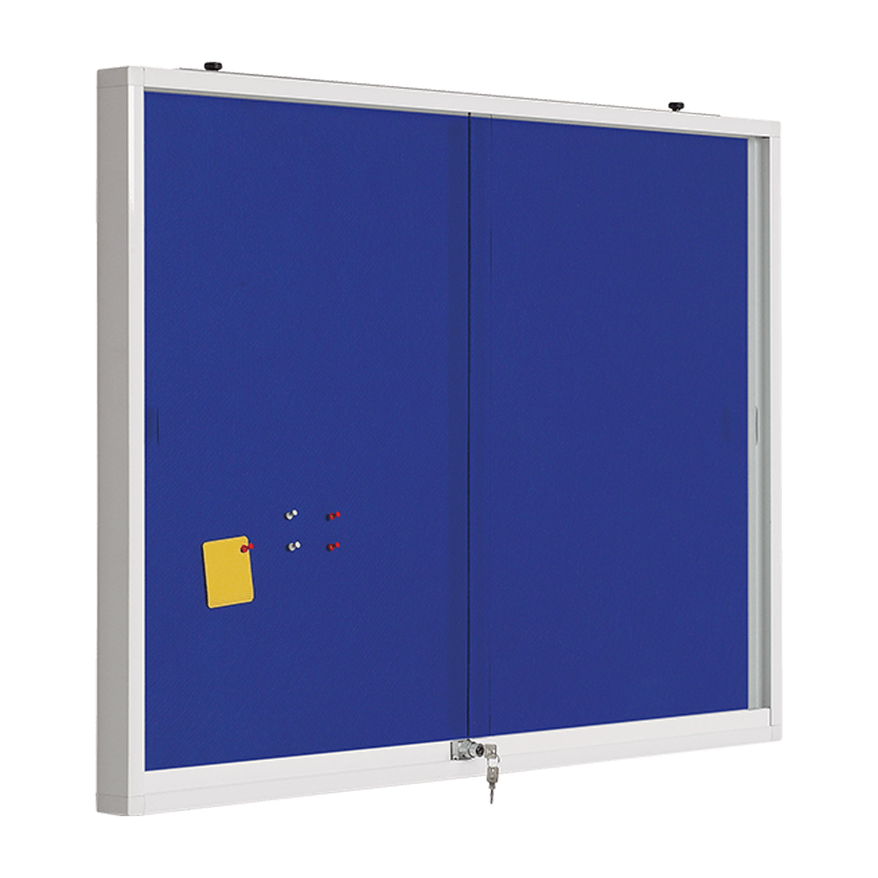 Lockable Blue Felt Tack Board 1 & 2 Doors with Aluminum Frame ...
