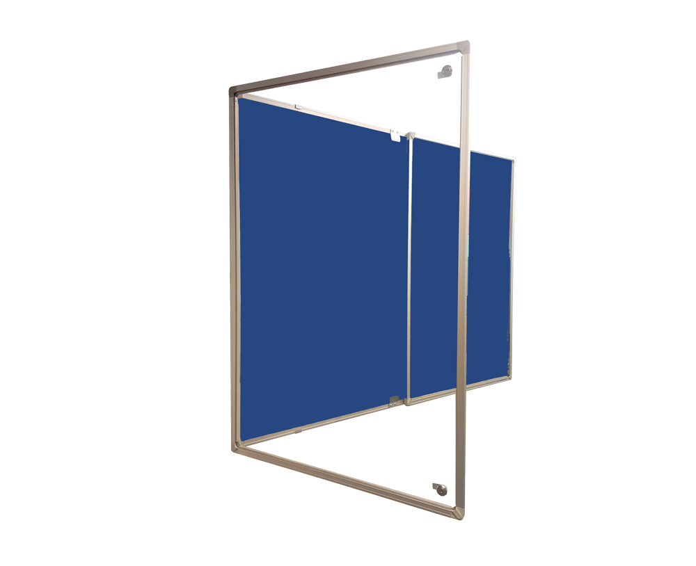 Lockable Blue Felt Tack Board 1 & 2 Doors with Aluminum Frame ...