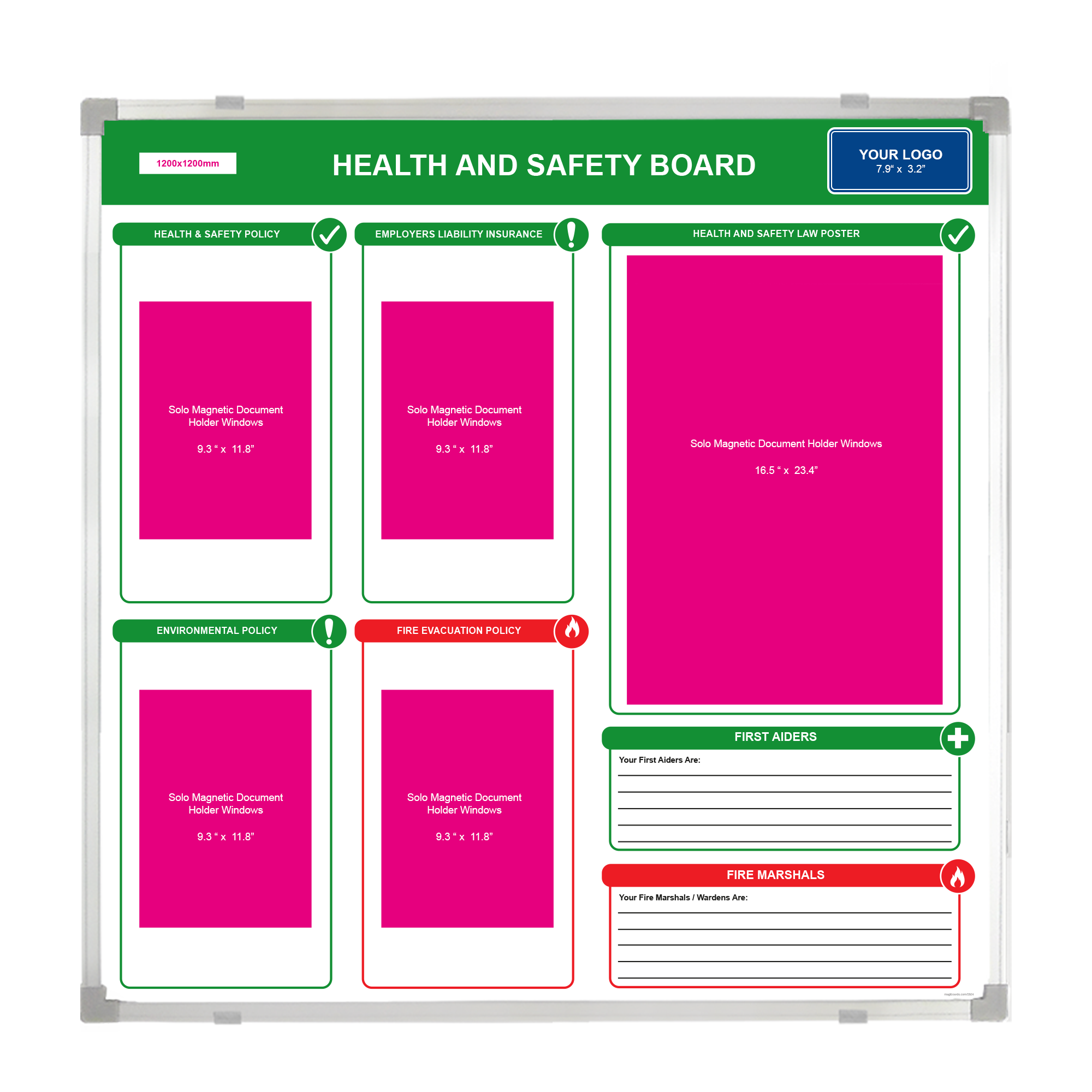 Health & Safety Board with HSE Magnetized A2 Poster - Magiboards USA