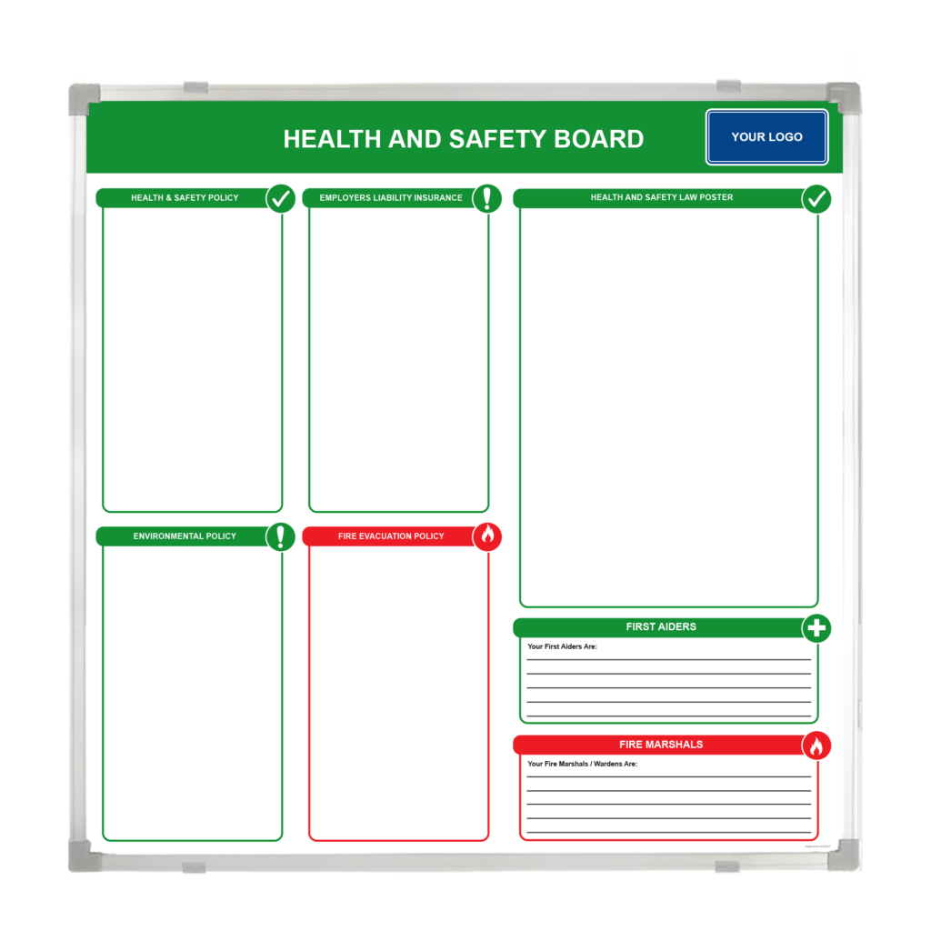 Health & Safety Board with HSE Magnetized A2 Poster - Magiboards USA