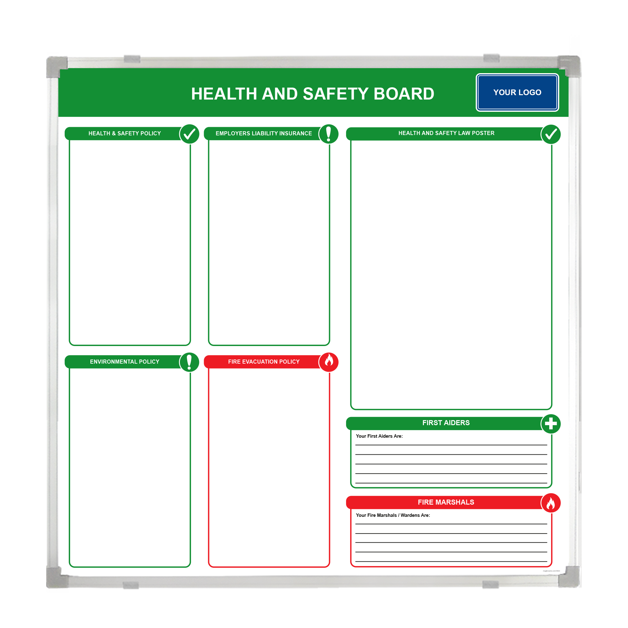 Health & Safety Board with HSE Magnetized A2 Poster - Magiboards USA