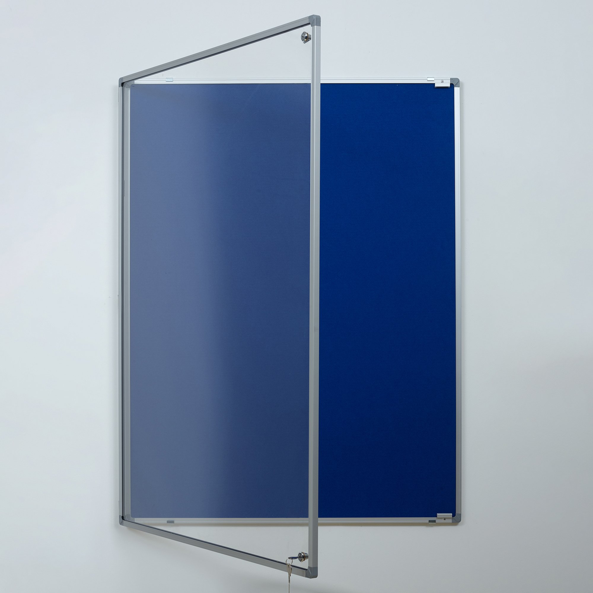 Lockable Blue Felt Tack Board 1 & 2 Doors with Aluminum Frame ...